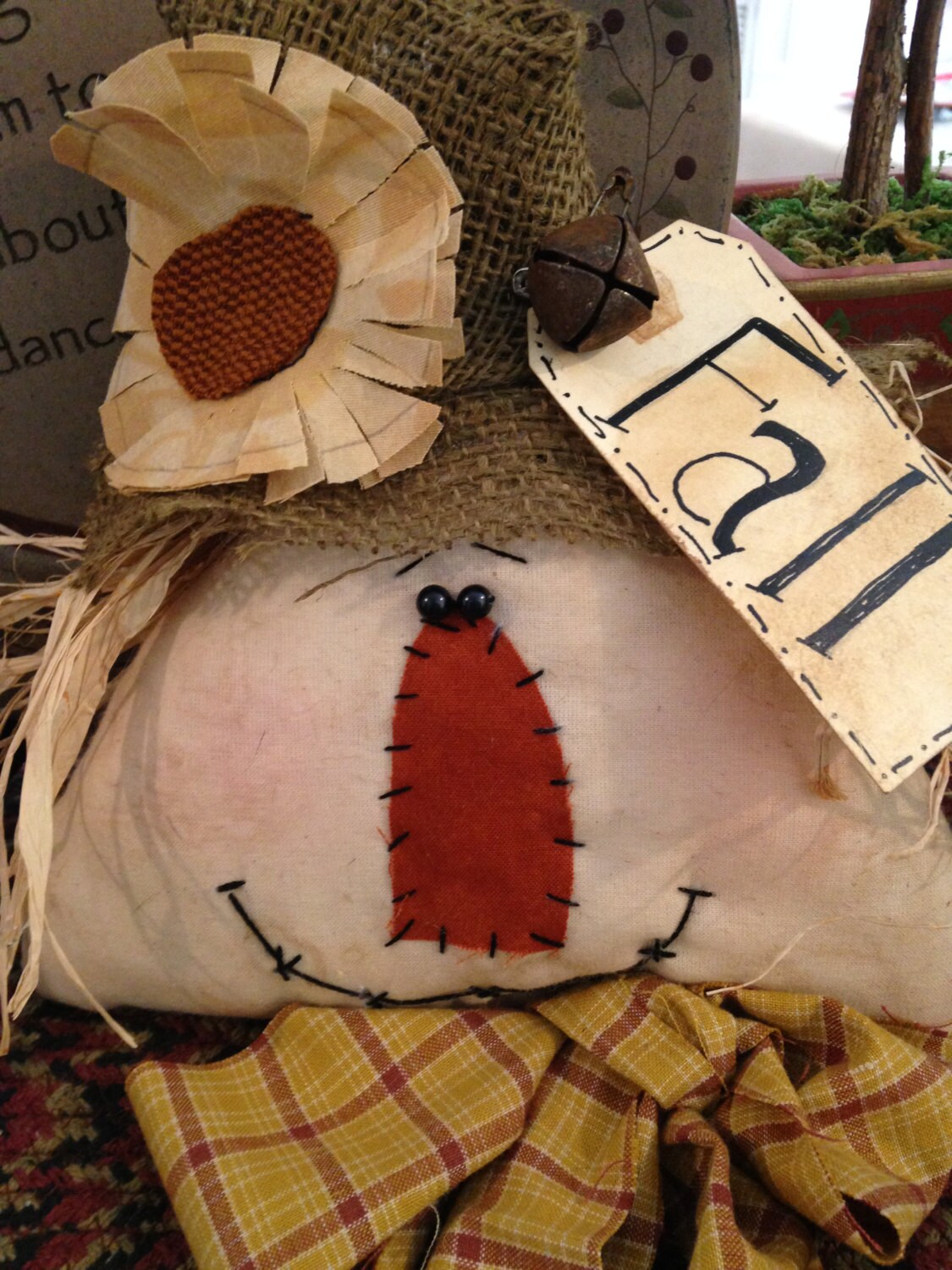 Fall or Thanksgiving Primitive Scarecrow Head Nodder Table Sitter - Etsy