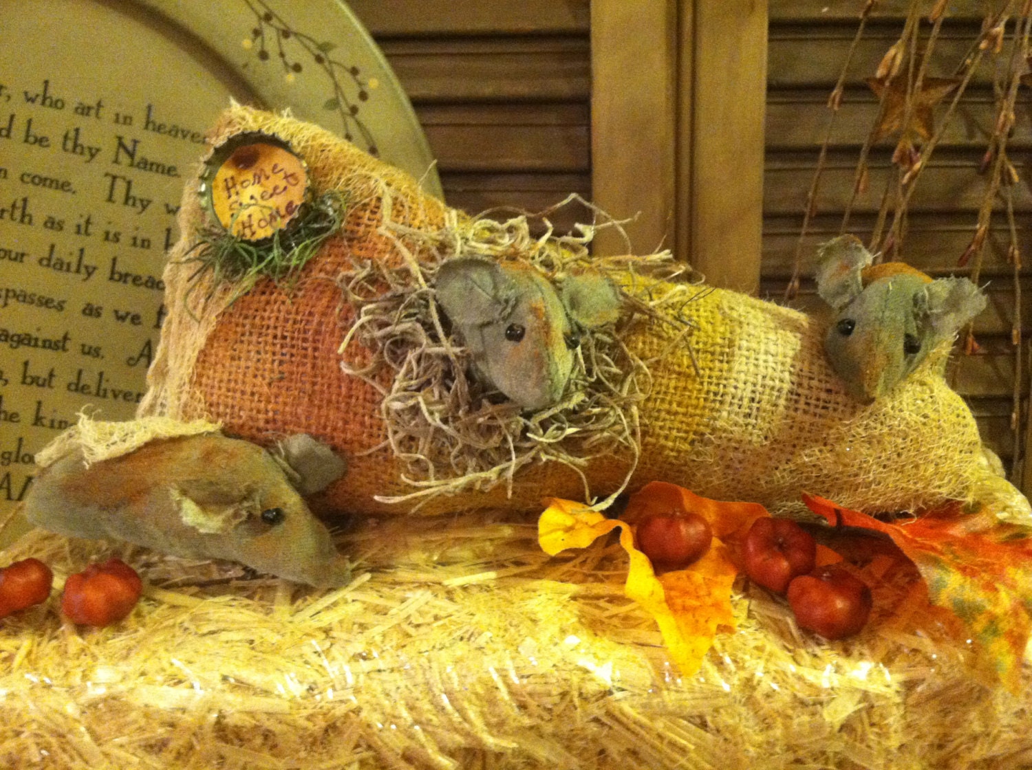 Halloween Candy Corn Mouse House Handmade Burlap Primitive | Etsy