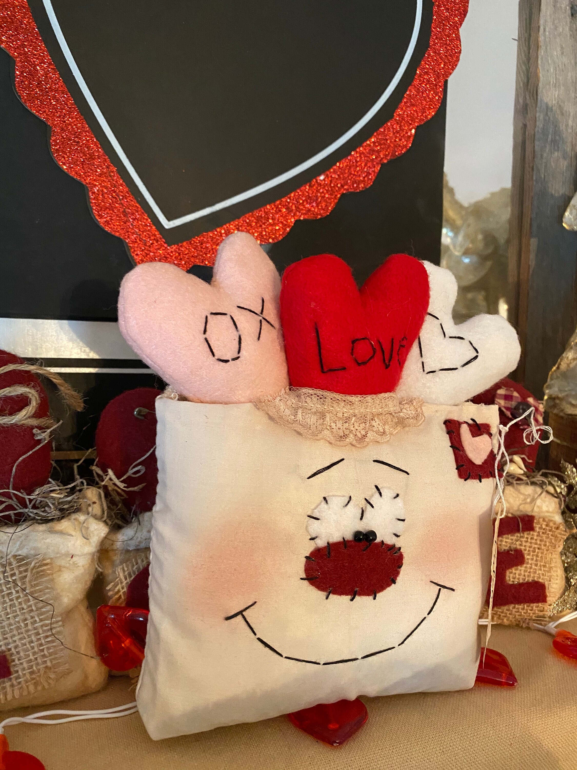 Primitive Valentine Love Letter, Valentine Decor, Valentine Wreath ...
