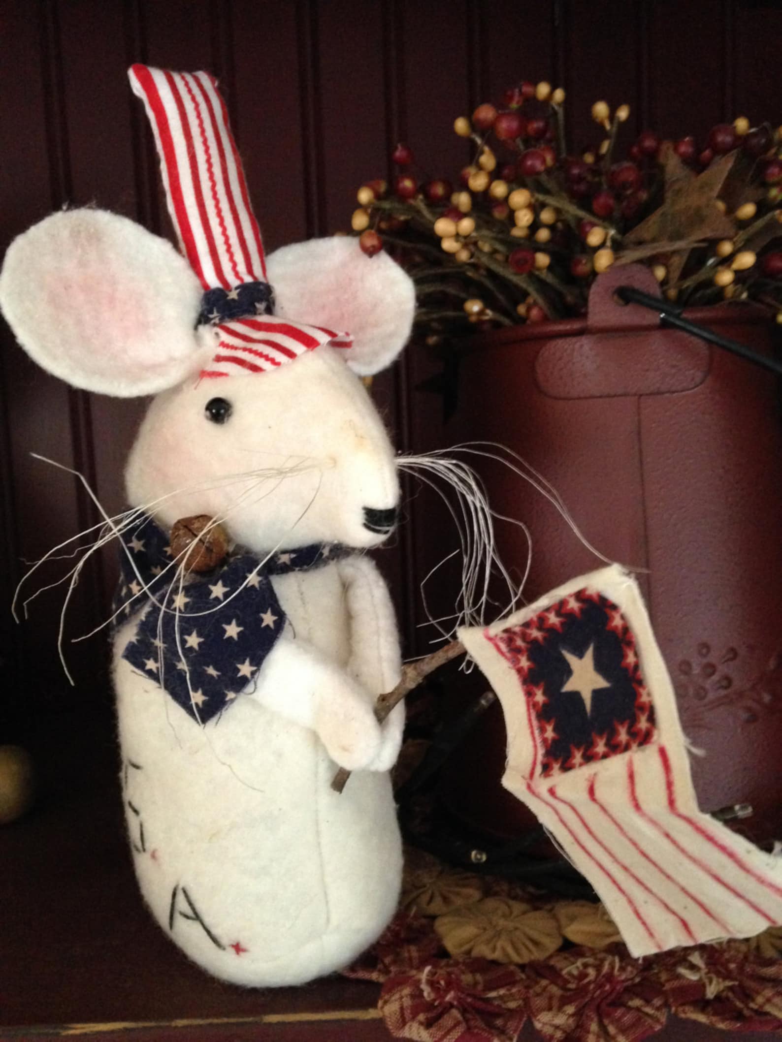 Primitive Americana Sammy the Patriotic Mouse, USA - Etsy