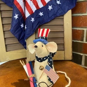 Patriotic Mouse With Firecrackers and Flag, Americana Mouse, Uncle Sam ...