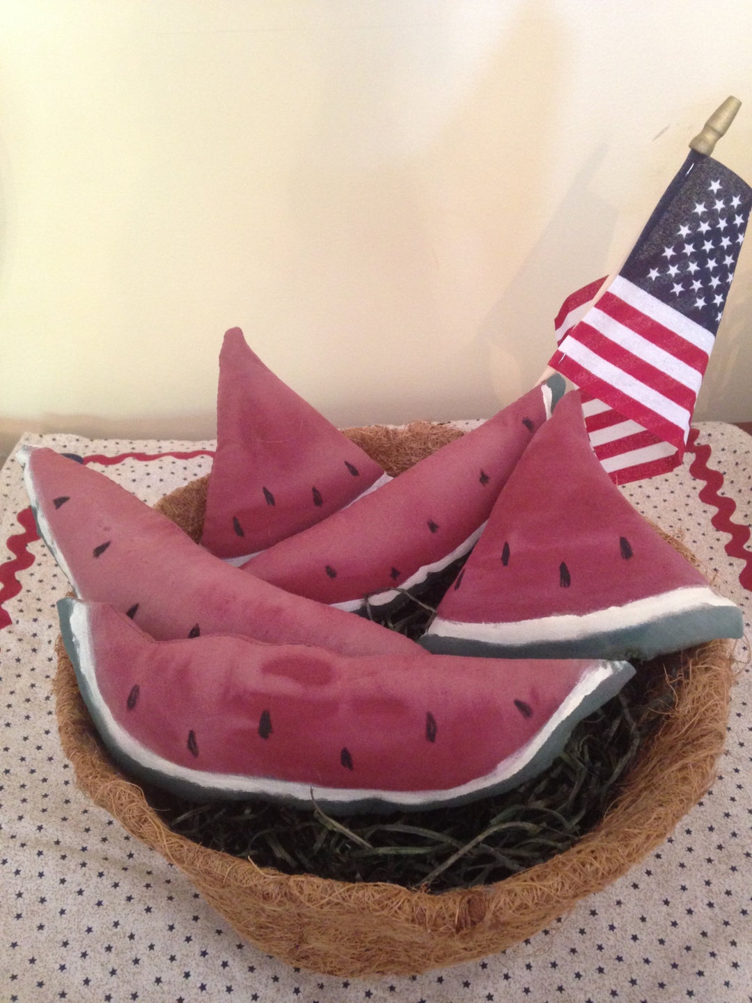 Primitive Watermelon Summertime Bowl Filler, Ornie or Tucks, Handmade ...