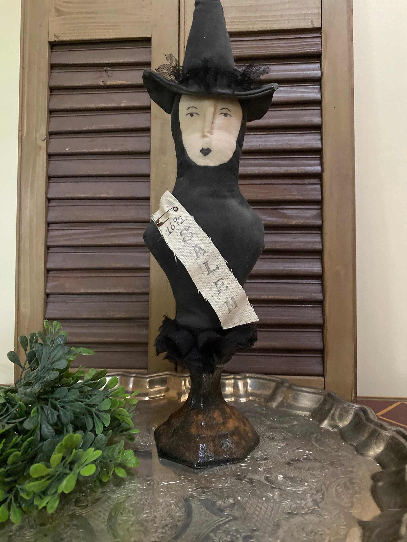 Primitive Witch on Pedestal Folk Art Halloween Witch Witch - Etsy