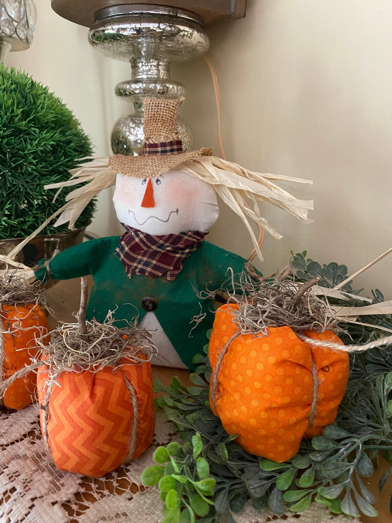 Primitive Country Fall Scarecrow in Pumpkin Patch With Three | Etsy