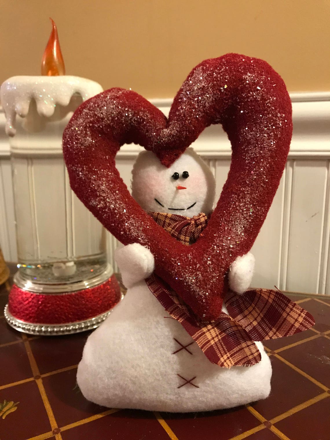 Valentine's Decoration Valentine Snowman With Big Heart | Etsy