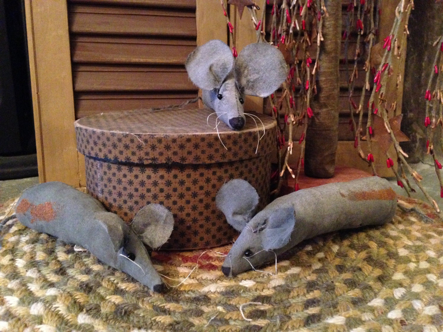 Halloween Primitive Set of Three Mice Handmade | Etsy