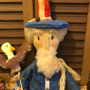 Primitive Uncle Sam Doll With Eagle, Patriotic Uncle Sam Doll, Handmade ...