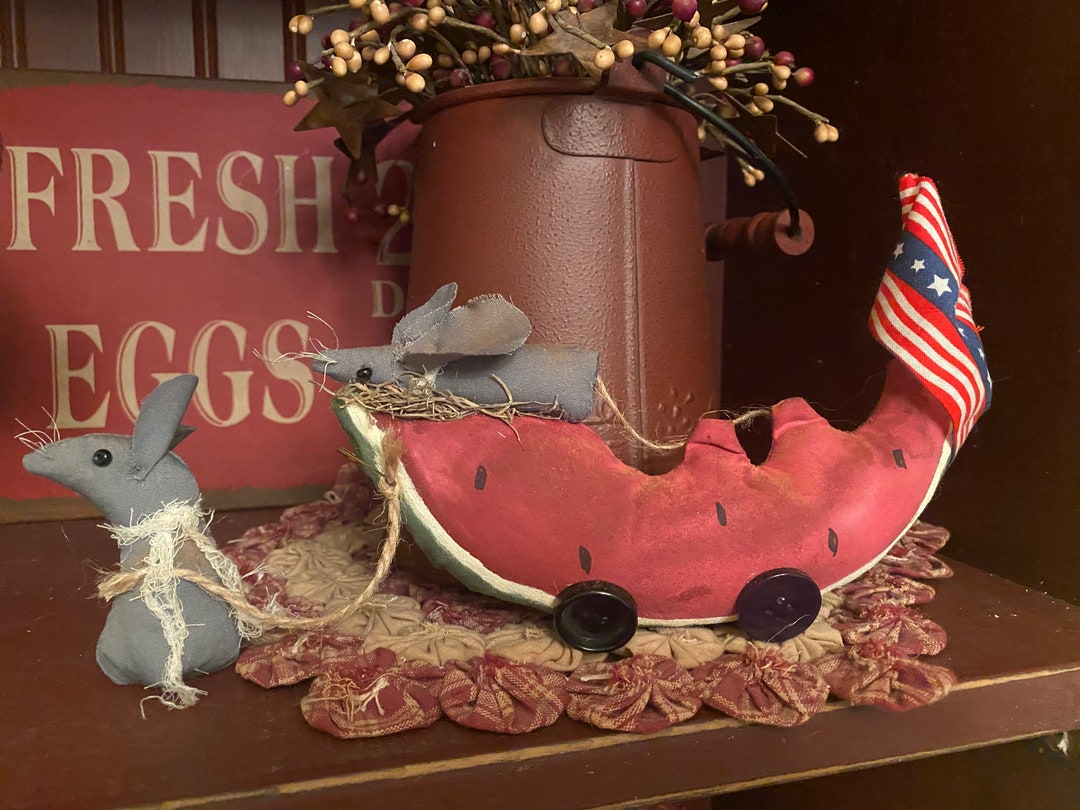 Primitive Mice and Watermelon, Summer Decorations, Summer Watermelon ...