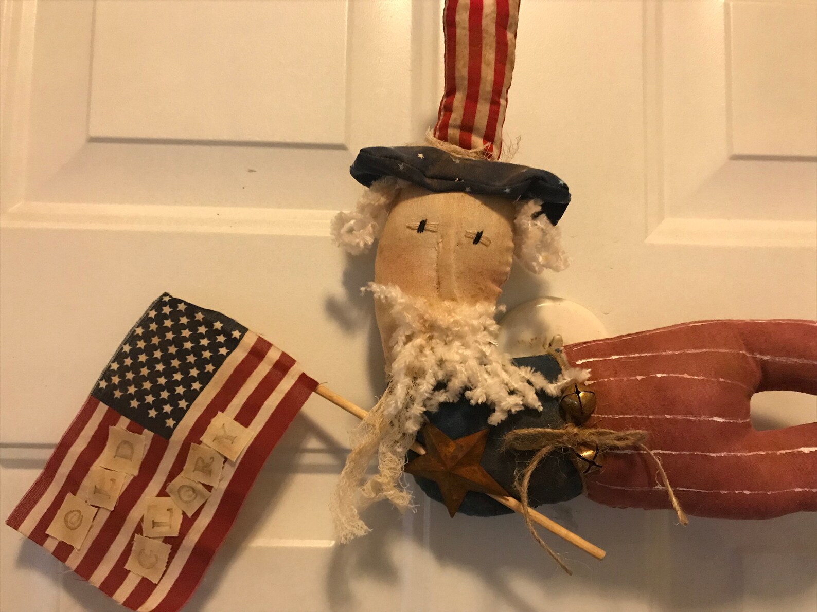 Primitive Americana Uncle Sam Flying With Flag, Handmade Uncle Sam ...