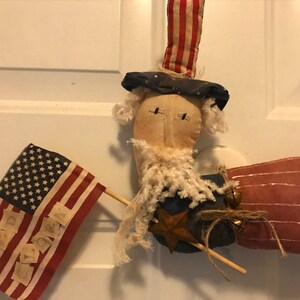 Primitive Americana Uncle Sam Flying With Flag, Handmade Uncle Sam ...