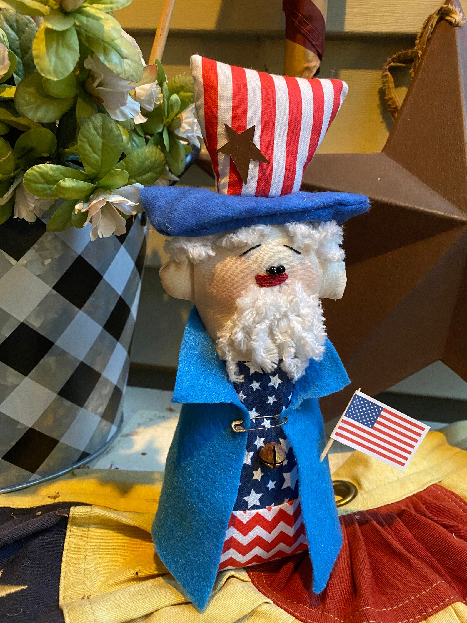 Primitive Uncle Sam Patriotic Uncle Sam Decoration With Flag - Etsy