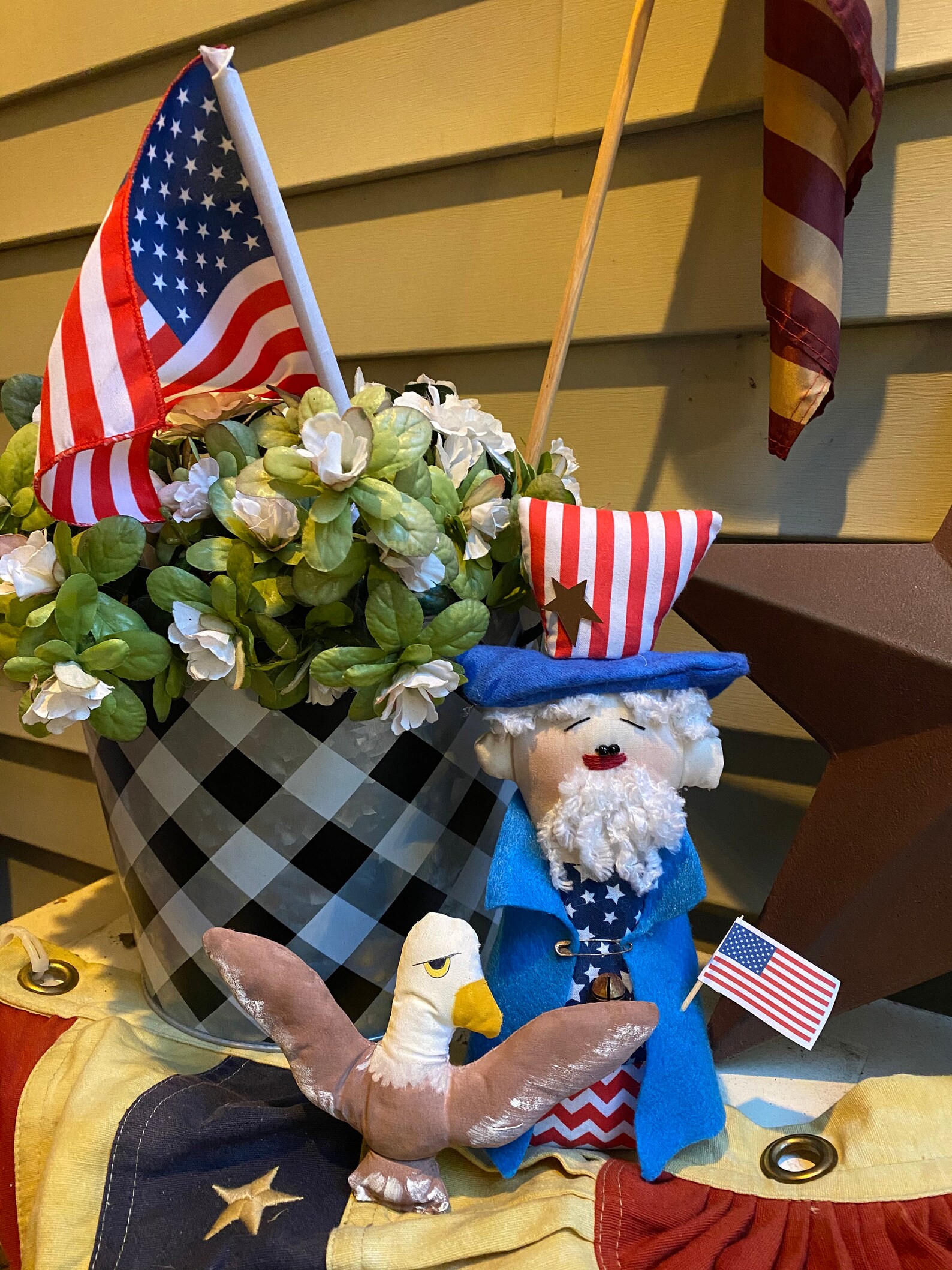 Primitive Uncle Sam, Patriotic Uncle Sam Decoration With Flag And/or ...
