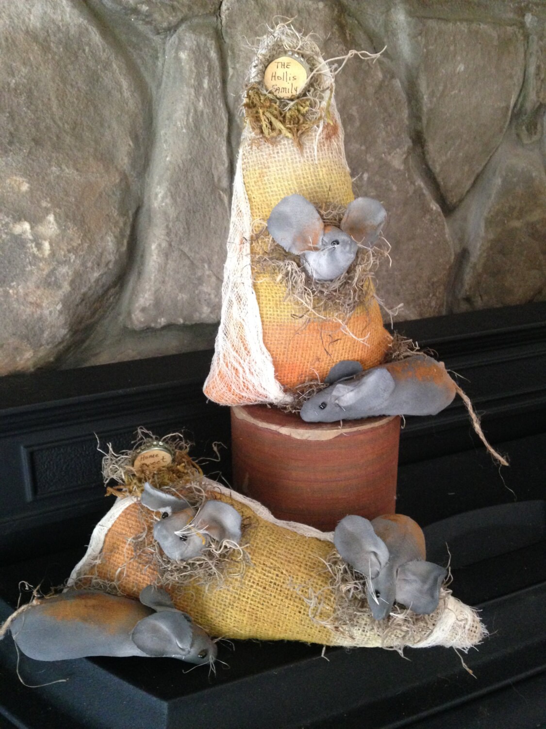 Halloween Candy Corn Mouse House Handmade Burlap Primitive | Etsy