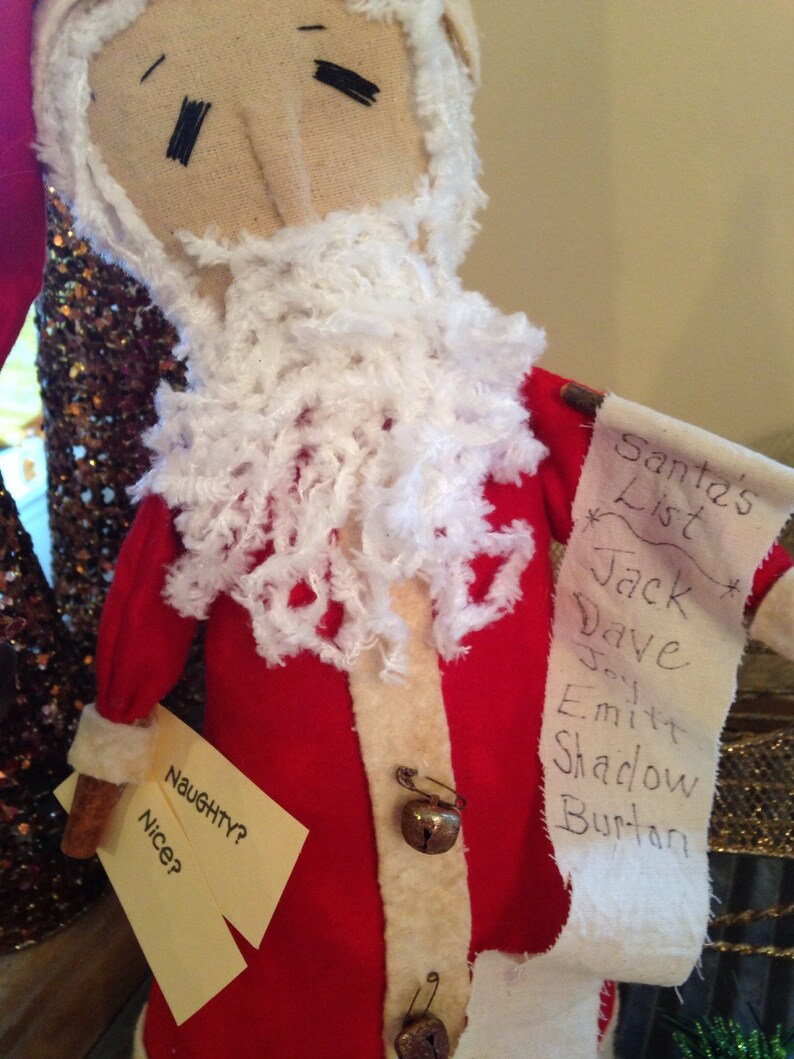 Primitive Christmas Santa with Naughty or Nice Personalized | Etsy