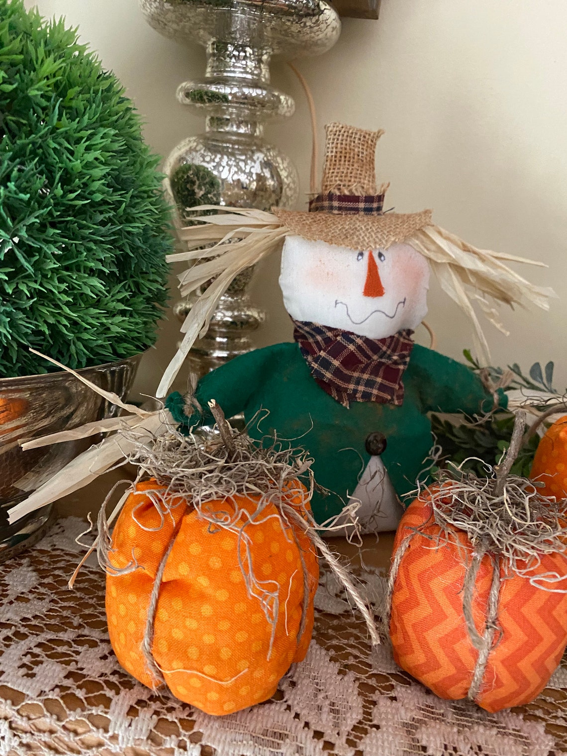 Primitive Country Fall Scarecrow in Pumpkin Patch With Three | Etsy