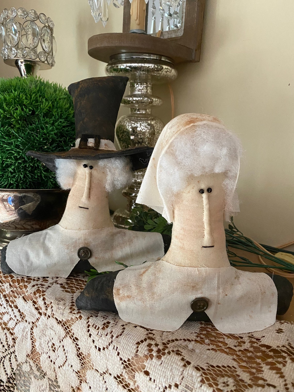 Set of Two Handmade Primitive Thanksgiving Pilgrims - Etsy