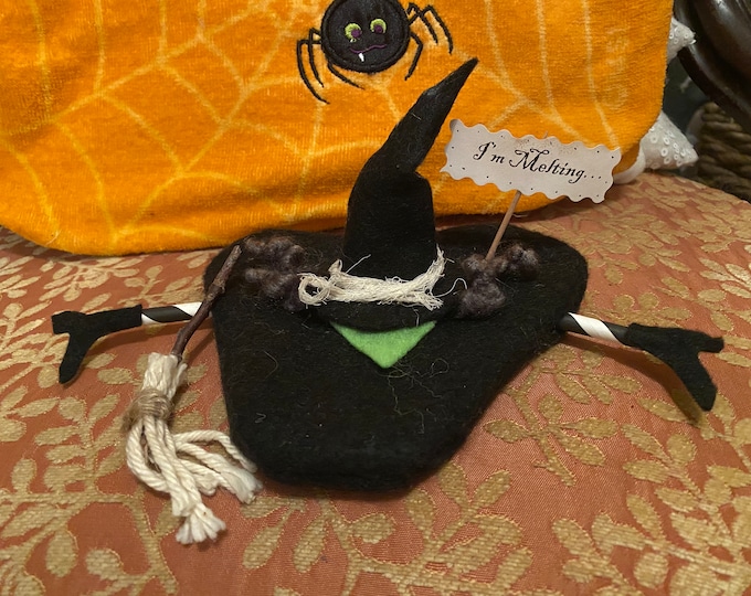 Primitive Handmade Hanging Fabric Witch Doll With Cat, Early Look ...