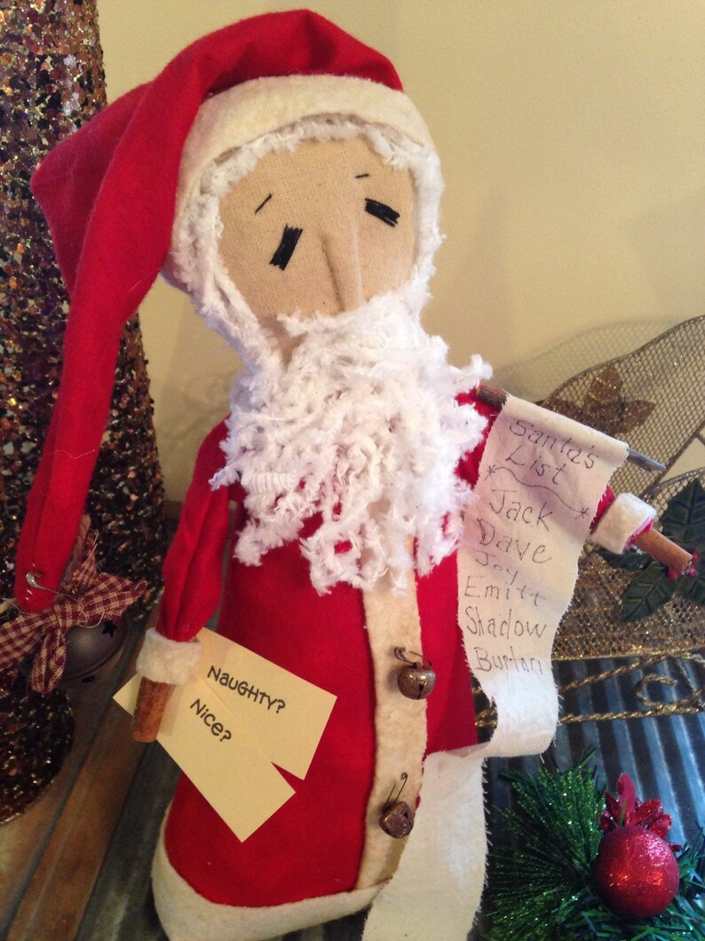 Primitive Christmas Santa with Naughty or Nice Personalized | Etsy