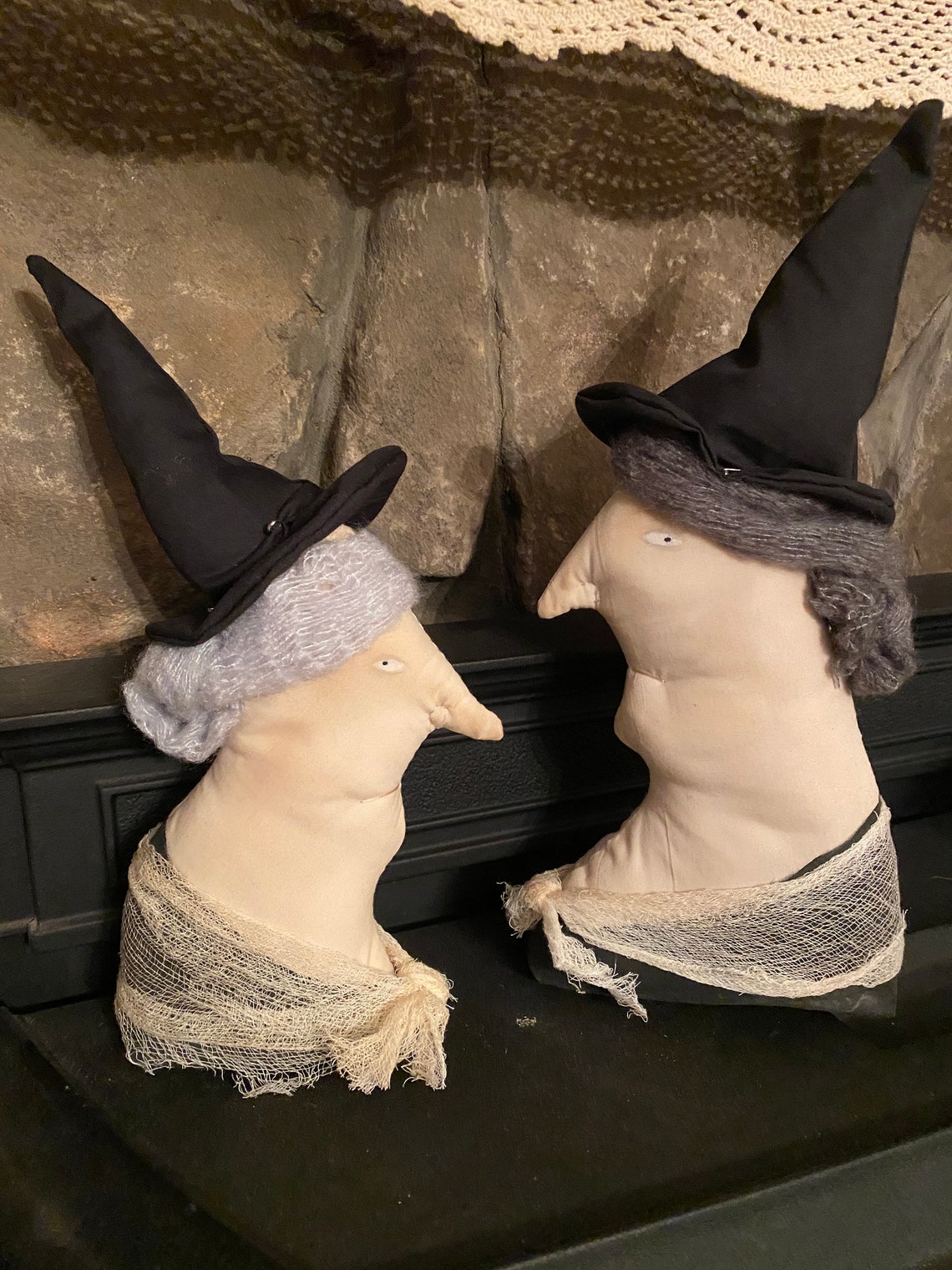 Set of Two Primitive Witches, Halloween Witches Miss. Mason and Harriet ...