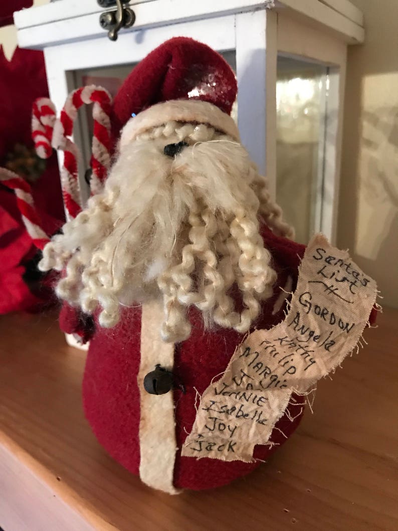 Primitive Christmas Santa with Santa List Personalized Santa | Etsy