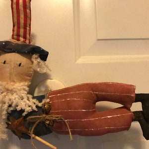 Primitive Americana Uncle Sam Flying With Flag, Handmade Uncle Sam ...