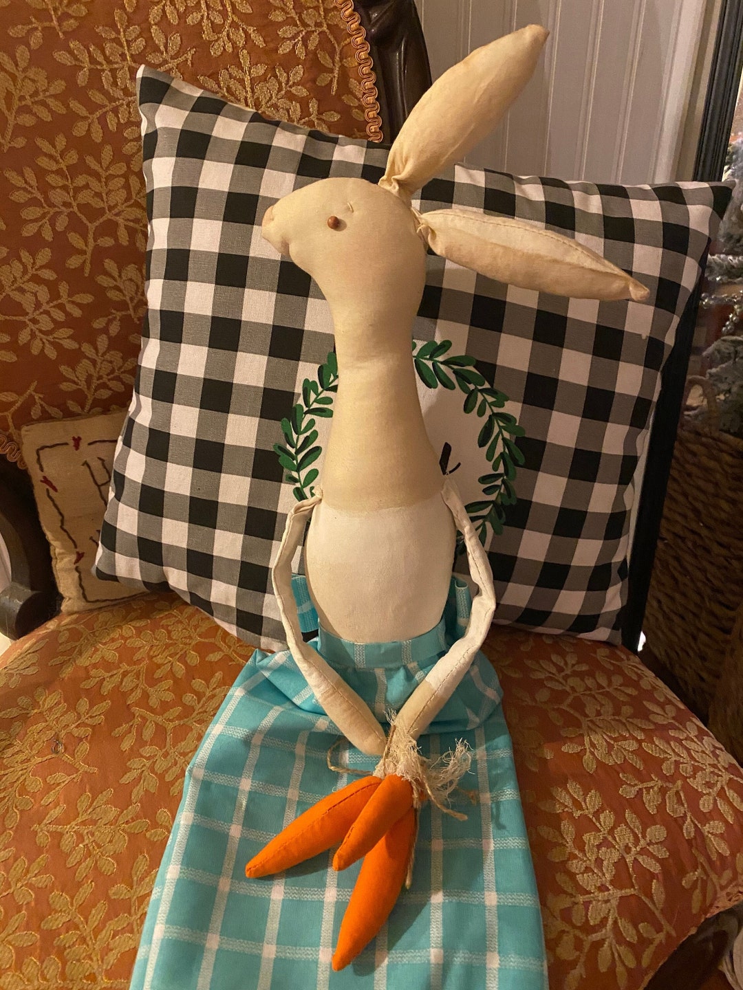 Folk Art Easter Bunny, Primitive Easter Bunny, Farmhouse Bunny, Easter ...