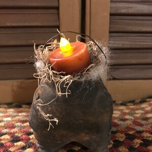 Primitive Witch Doll With Cauldron, Battery Operated Tealight, Handmade ...