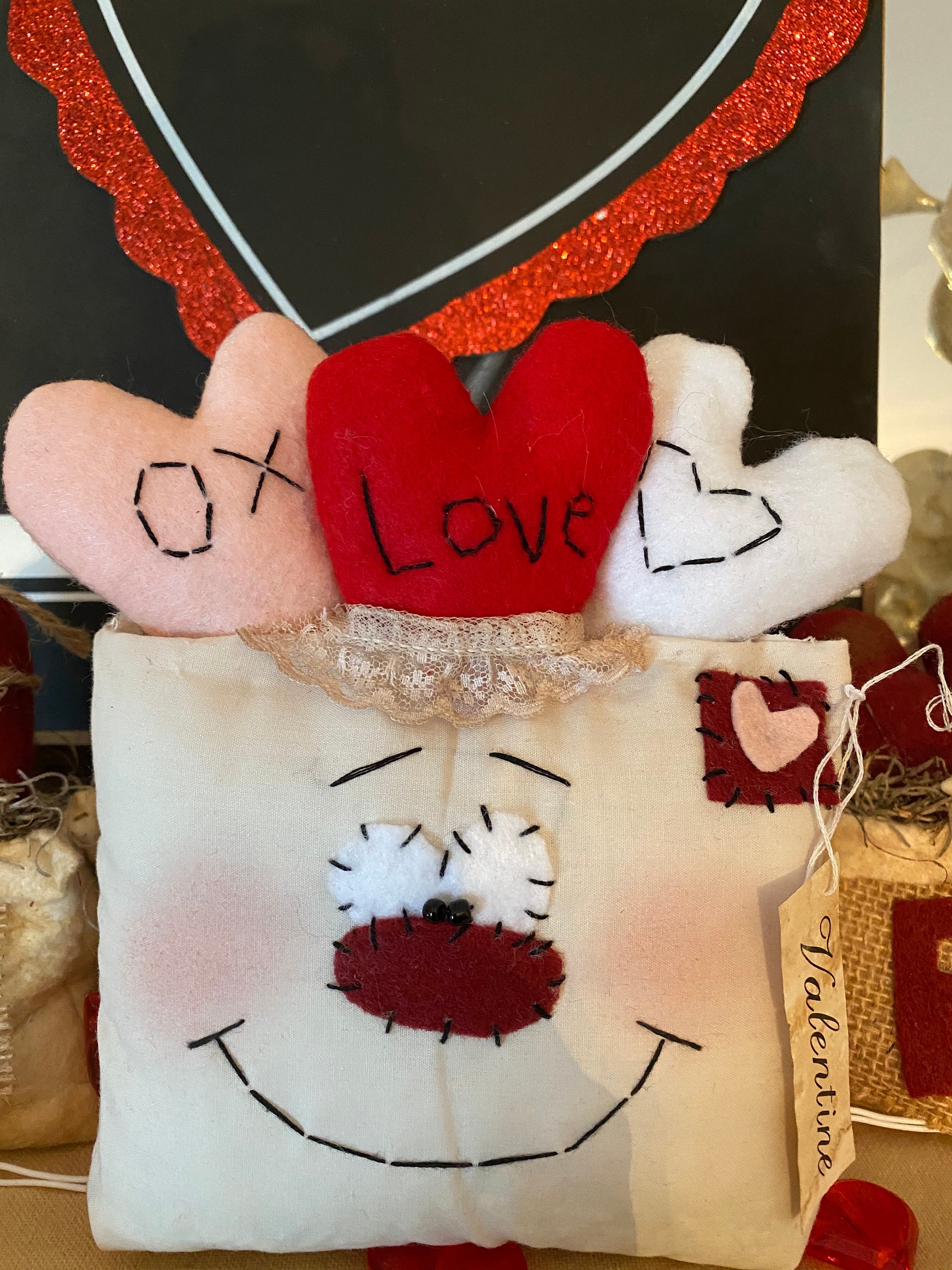 Primitive Valentine Love Letter, Valentine Decor, Valentine Wreath ...