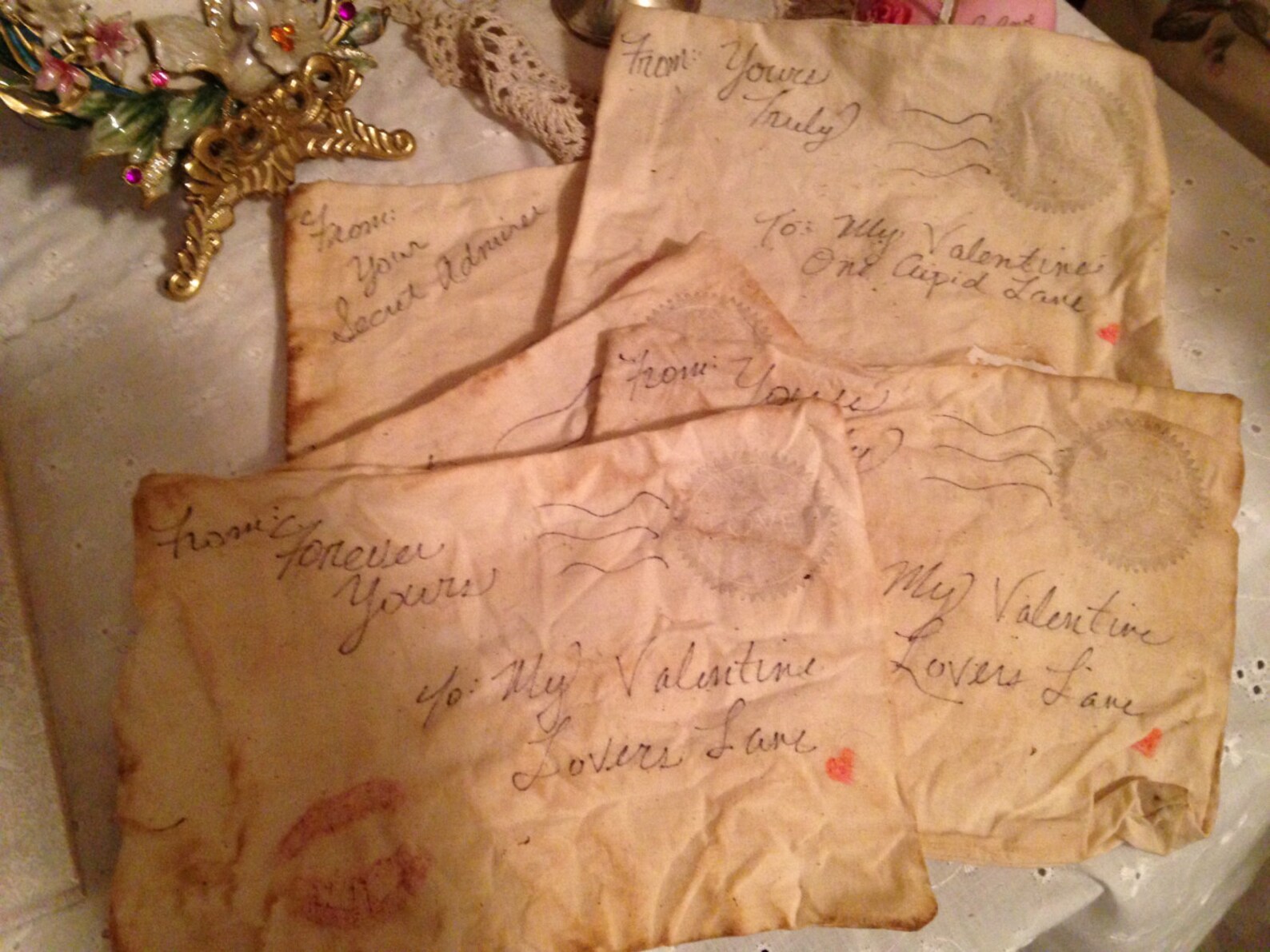Primitive Handmade Valentine Love Letters, Set of 5 Fabric Letter Bowl ...