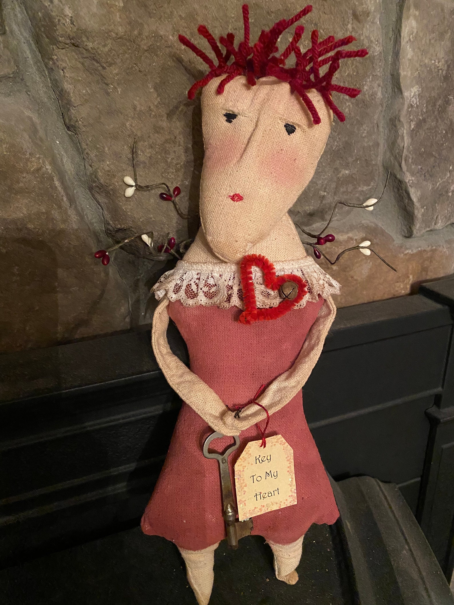 Primitive Valentine Cupid, Primitive Cupid Valentine Decoration, With ...