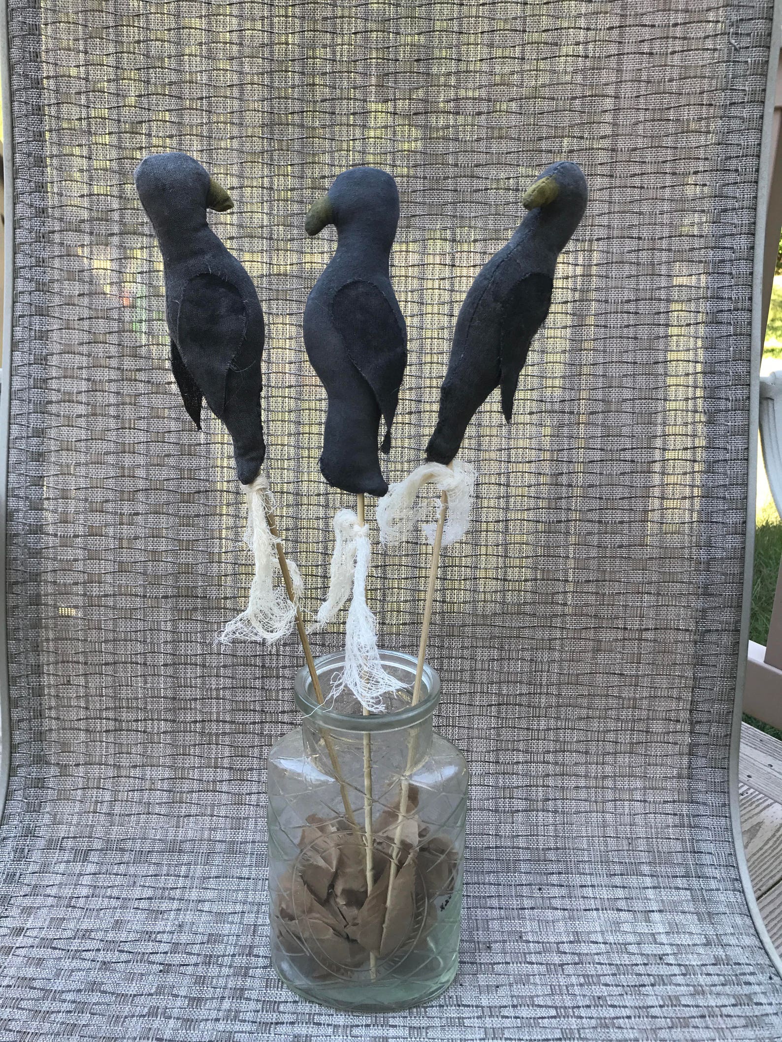 Primitive Crows Set of 3 Handmade Fabric Crows on Stick - Etsy