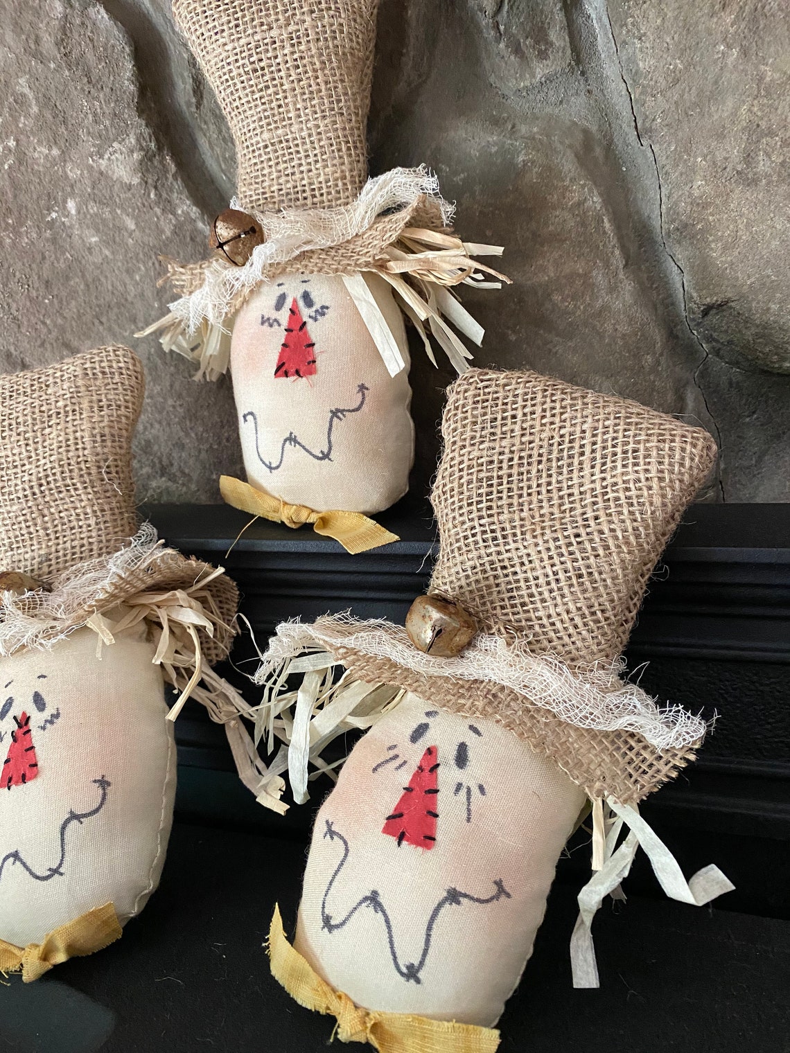 Fall Primitive Scarecrows, Set of Three Handmade Scarecrows, Scarecrow ...