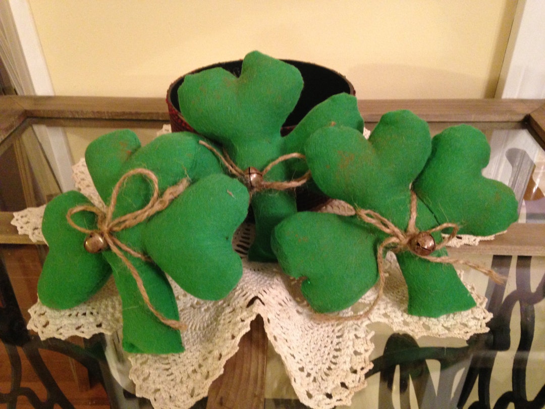 Primitive Shamrocks St. Patrick's Day, Set of 3 Bowl Fillers, Ornies or ...