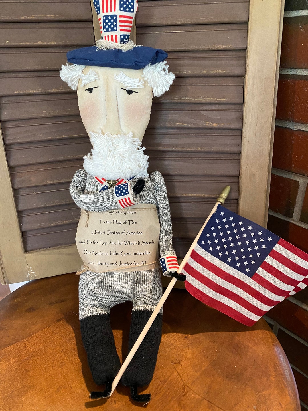 Patriotic Primitive Uncle Sam Doll, Primitive Uncle Sam Handmade Doll ...