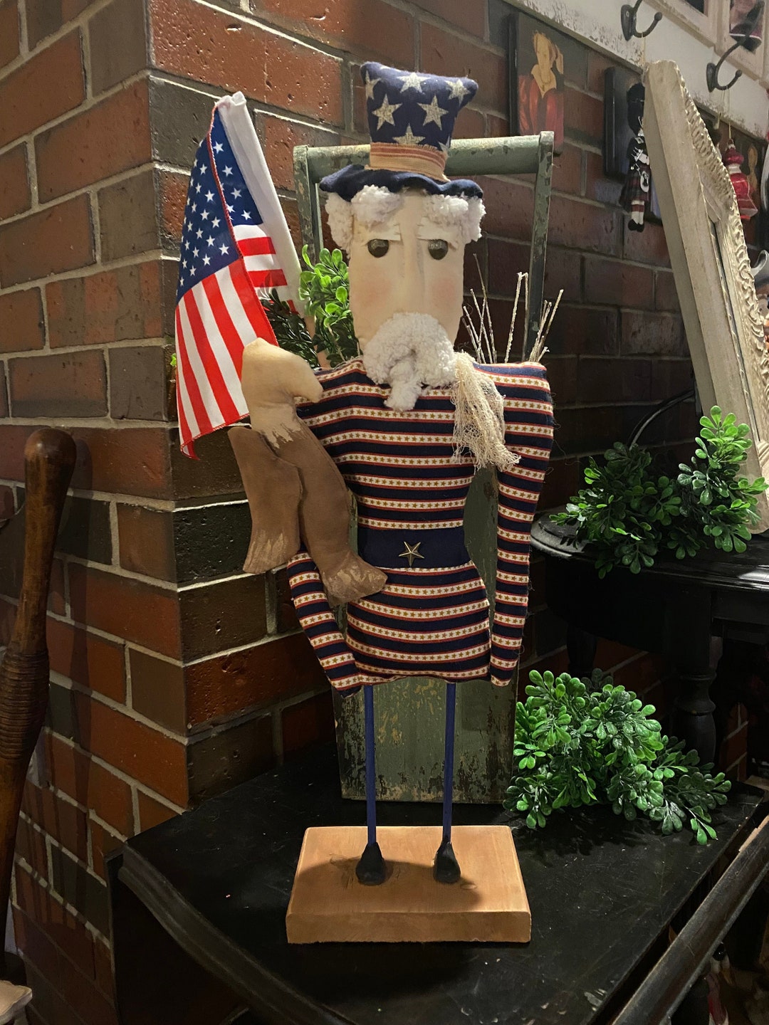 Tall Uncle Sam Americana Figurine, Uncle Sam and Eagle Statue ...