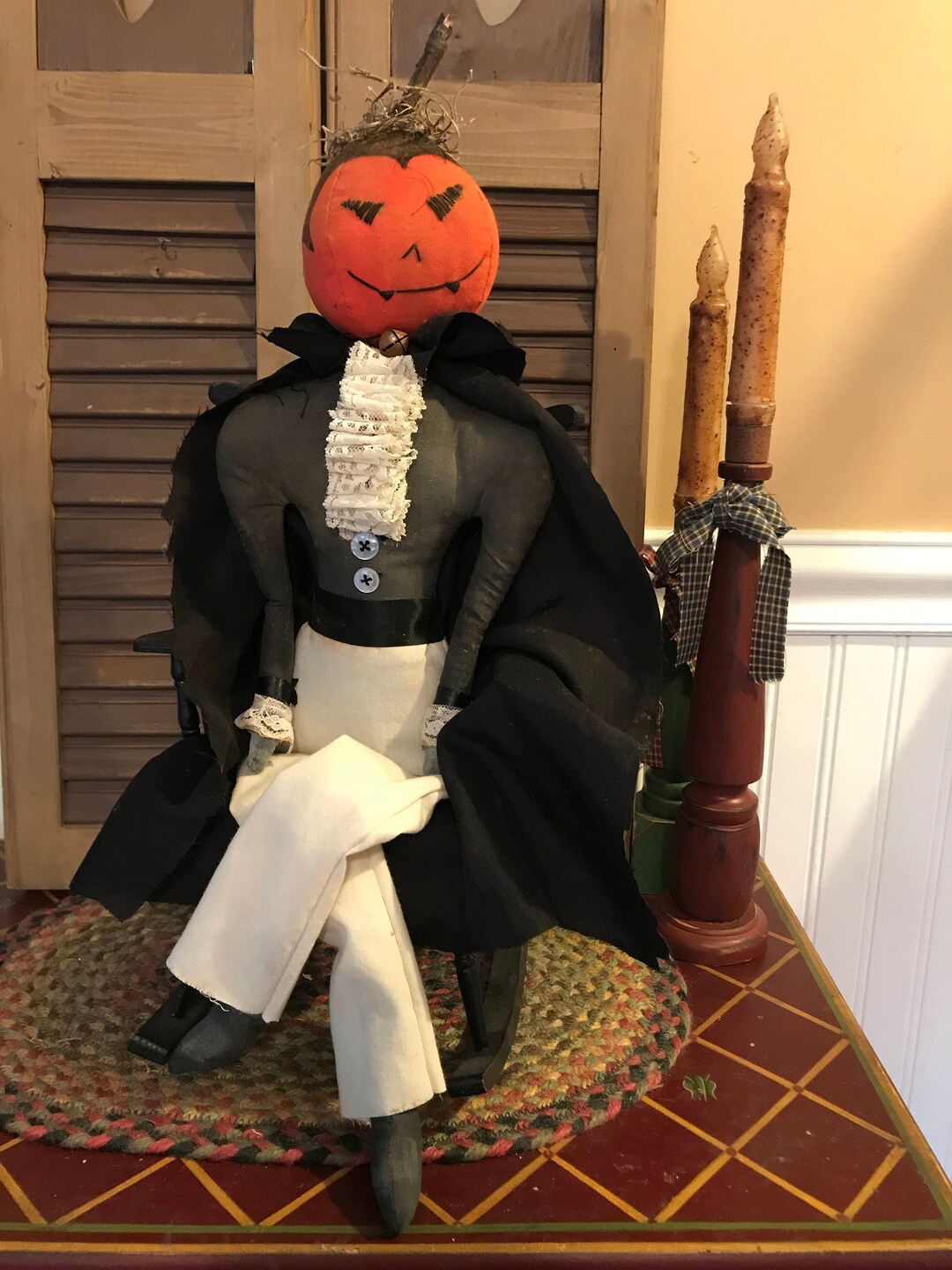 Primitive Halloween Dracula Vampire Pumpkin Man, the Count "dapper Dave ...