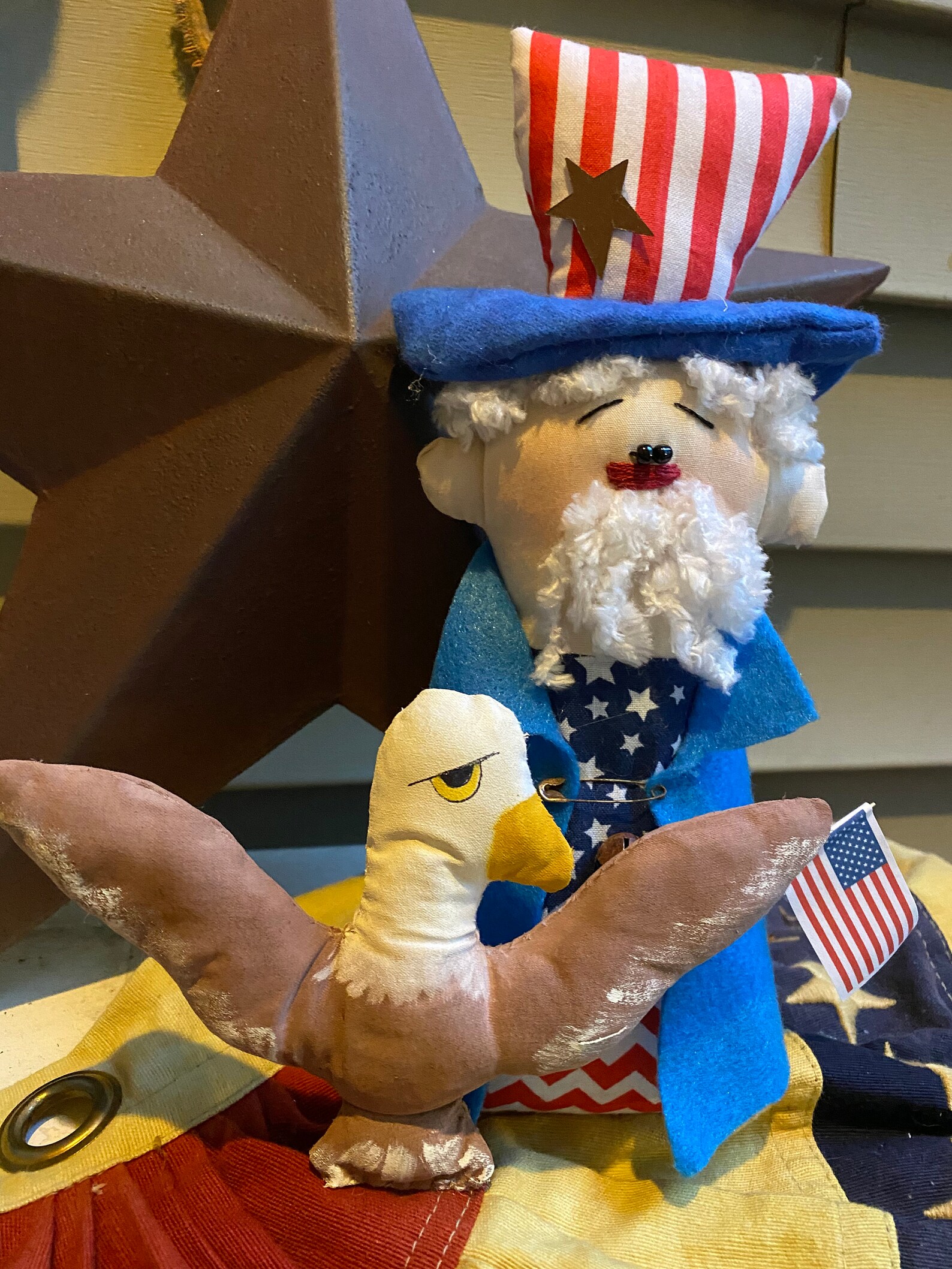 Primitive Uncle Sam, Patriotic Uncle Sam Decoration With Flag And/or ...