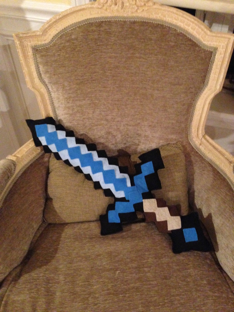 Minecraft Inspired Diamond Sword Felt Pillow Handmade - Etsy