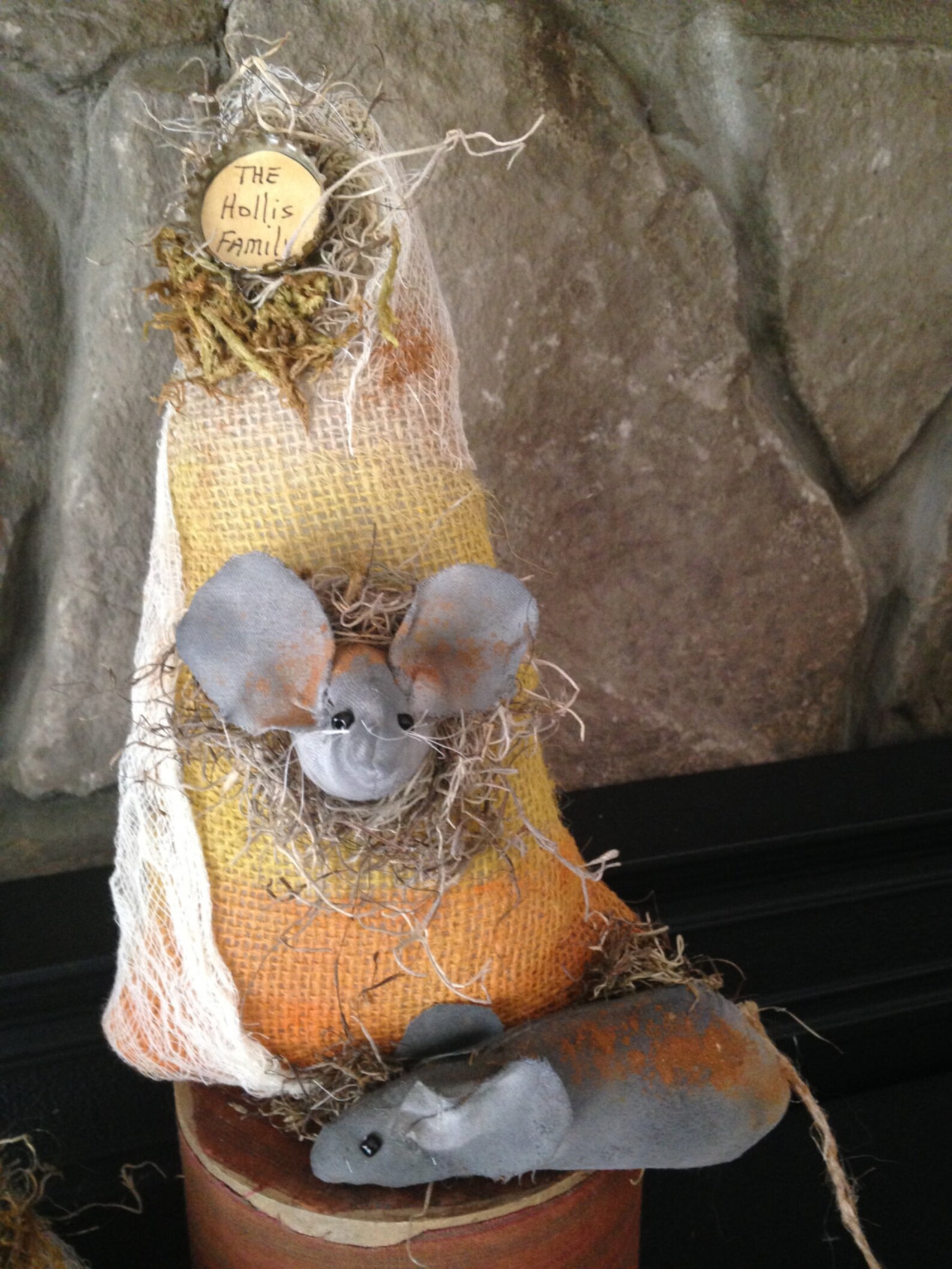 Halloween Candy Corn Mouse House Handmade Burlap Primitive - Etsy