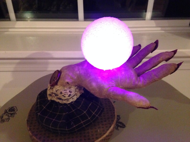 Primitive Halloween Witch Hand With Battery Operated Color Changing ...