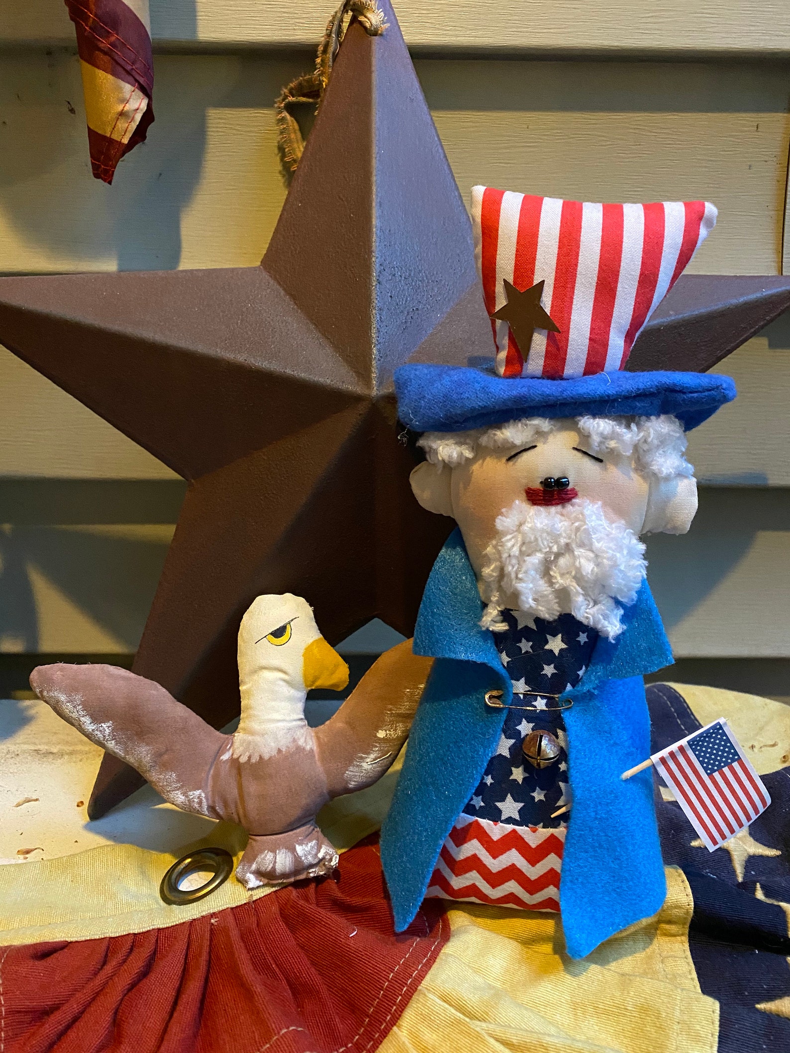 Primitive Uncle Sam Patriotic Uncle Sam Decoration With Flag - Etsy