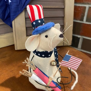 Patriotic Mouse With Firecrackers and Flag, Americana Mouse, Uncle Sam ...
