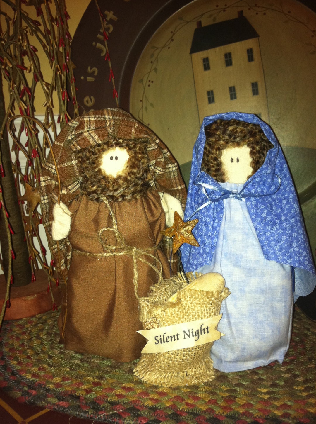 Primitive Nativity Set Joseph, Mary and Baby Jesus, Handmade Fabric ...