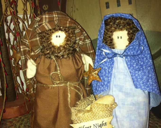 Primitive Nativity Set Joseph, Mary and Baby Jesus, Handmade Fabric ...