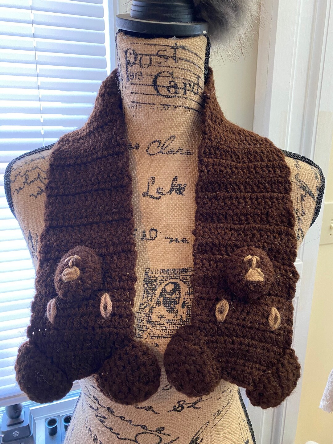 Crocheted Bear Scarf, Handmade Kids Bear Scarf, Childs Bear Scarf - Etsy