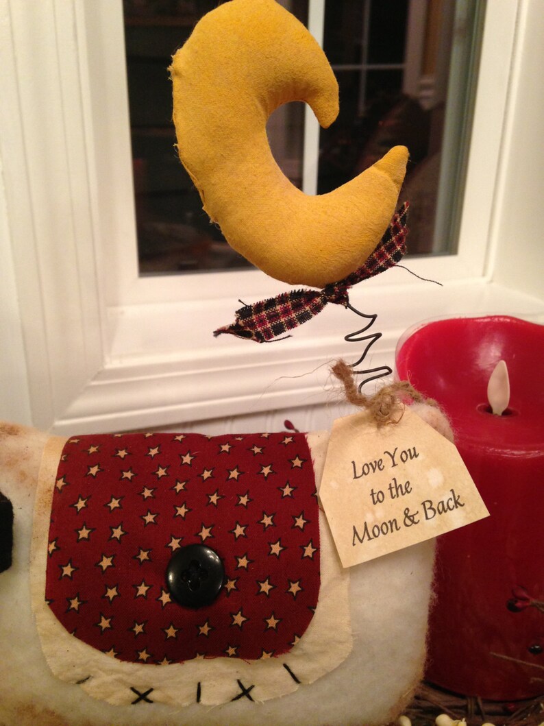 Primitive Handmade Sheep With Blanket and Wire Moon love - Etsy