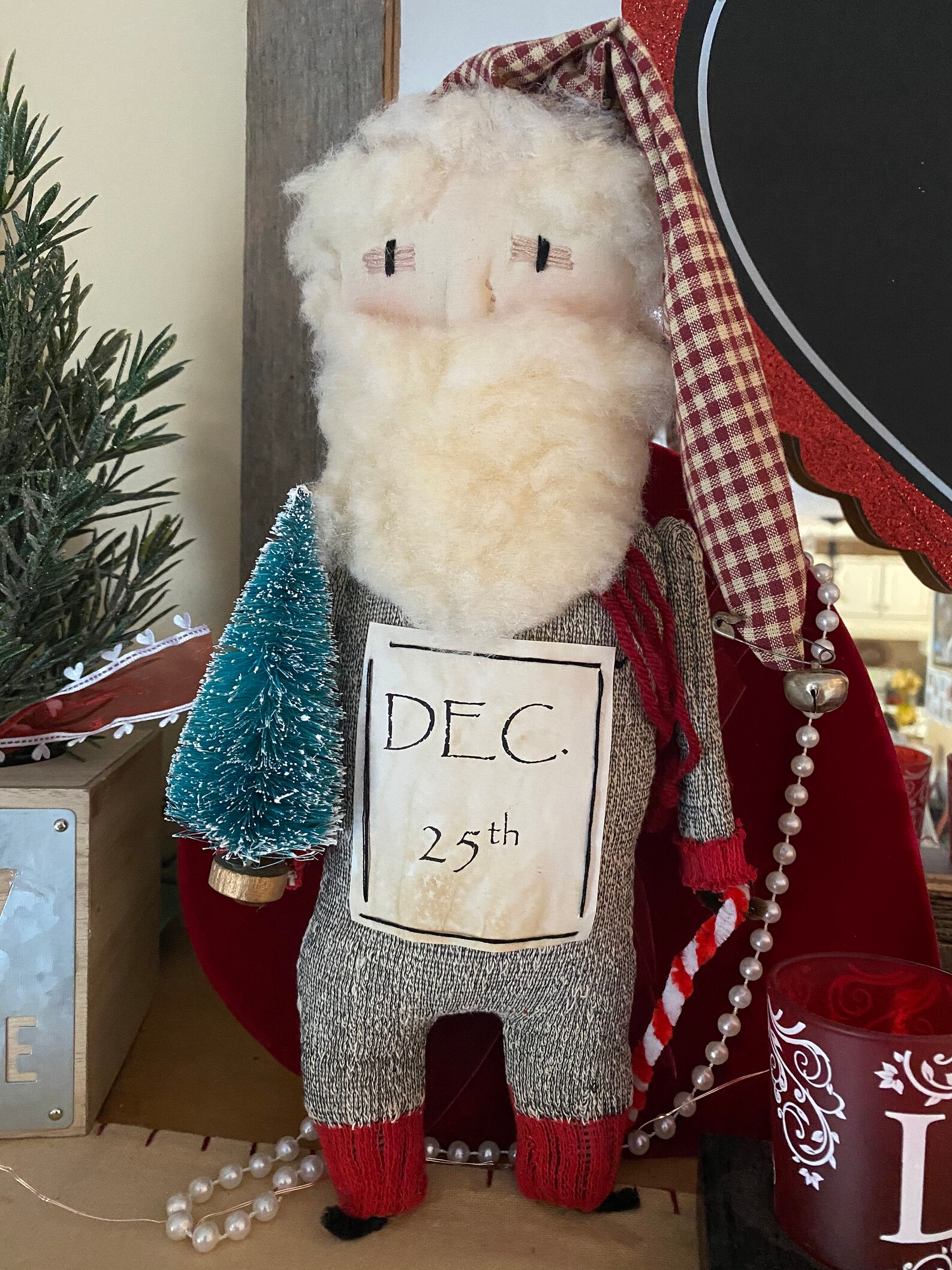 Primitive Santa St. Nicholas Doll, Handmade Santa Doll, Christmas Santa ...