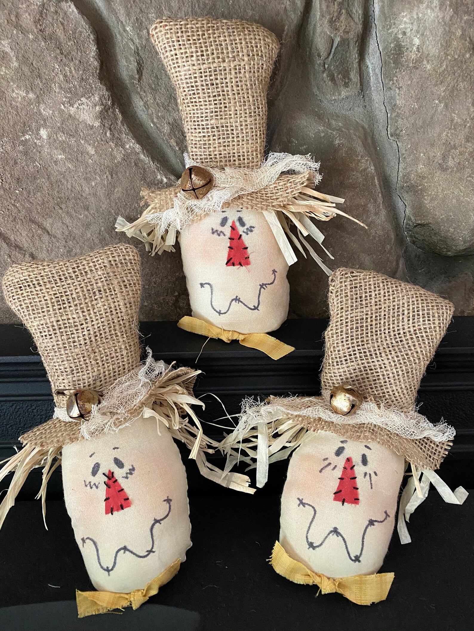 Fall Primitive Scarecrows, Set of Three Handmade Scarecrows, Scarecrow ...