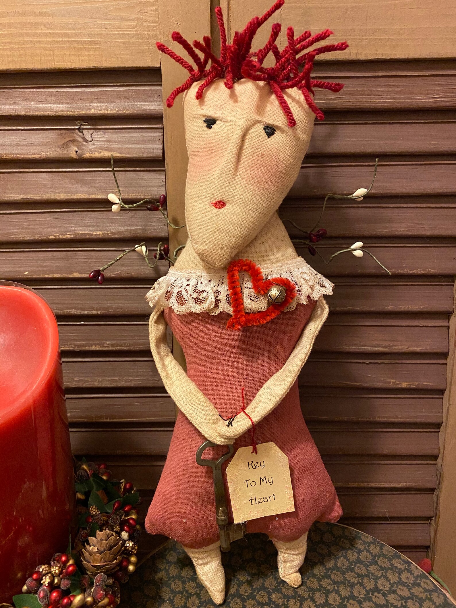 Primitive Valentine Cupid, Primitive Cupid Valentine Decoration, With ...