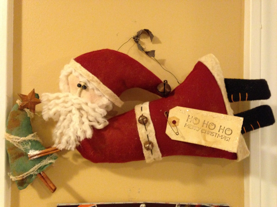 Primitive Country Christmas Flying Santa With Christmas Tree - Etsy